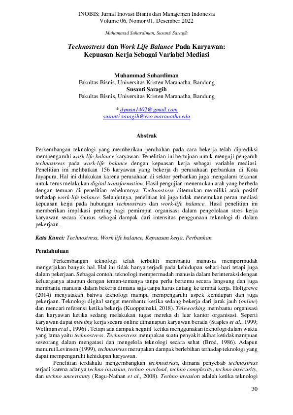 (PDF) Technostress Dan Work Life Balance Pada Karyawan: Kepuasan Kerja ...