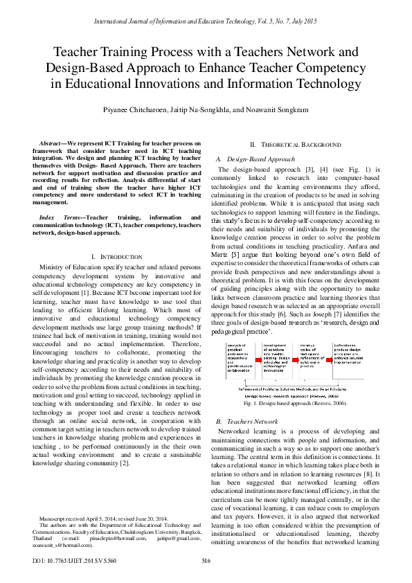 (PDF) Teacher Training Process with a Teachers Network and Design-Based Approach to Enhance ...