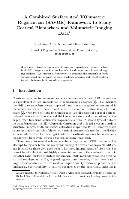 (PDF) A Combined Surface And VOlumetric Registration (SAVOR) Framework to Study Cortical ...