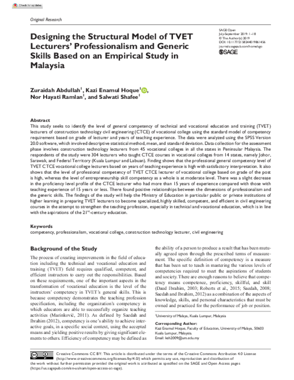 (PDF) Designing the Structural Model of TVET Lecturers’ Professionalism ...