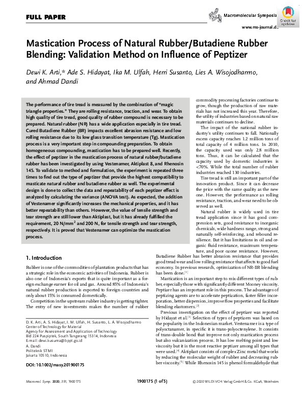 (PDF) Mastication Process of Natural Rubber/Butadiene Rubber Blending ...