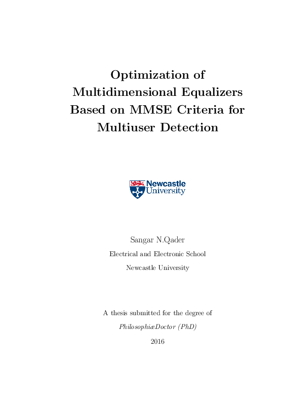Pdf Optimization Of Multidimensional Equalizers Based On Mmse Criteria For Multiuser Detection 