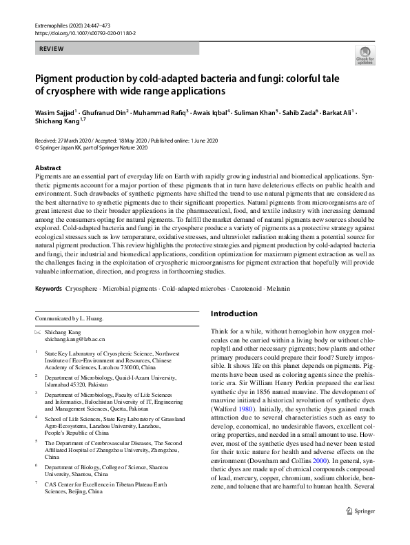 (PDF) Pigment production by cold-adapted bacteria and fungi: colorful ...