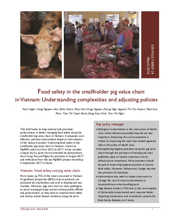 (PDF) Food safety in the smallholder pig value chain in Vietnam ...