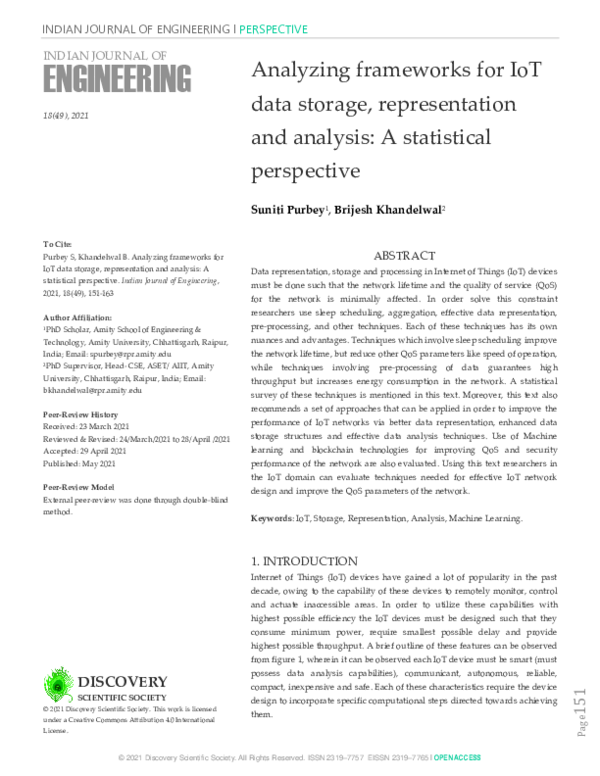 (PDF) Analyzing Frameworks for IoT Data Storage, Representation and ...