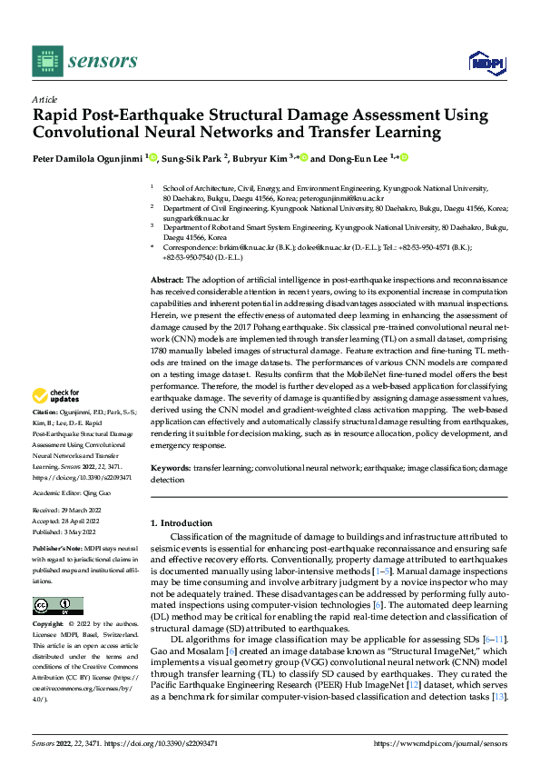 (PDF) Rapid Post-Earthquake Structural Damage Assessment Using ...