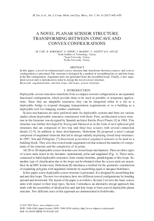 (PDF) A novel planar scissor structure transforming between concave and ...