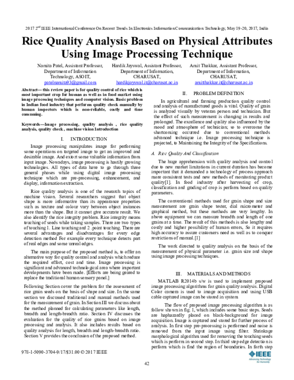 (PDF) Rice quality analysis based on physical attributes using image ...