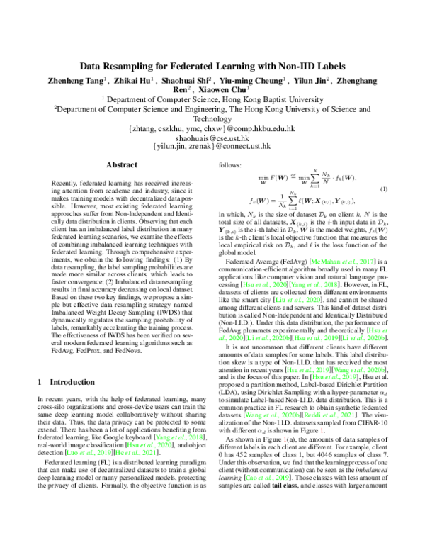 (PDF) Data Resampling for Federated Learning with Non-IID Labels