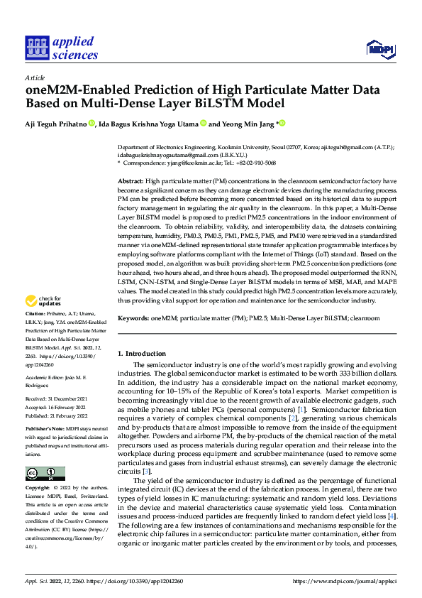 (PDF) oneM2M-Enabled Prediction of High Particulate Matter Data Based on Multi-Dense Layer ...