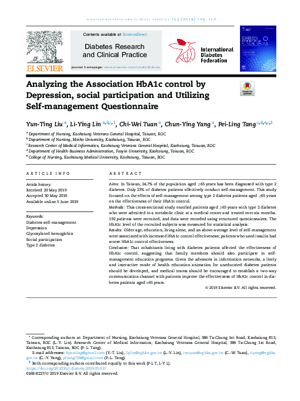 (PDF) Analyzing the Association HbA1c control by Depression, social ...