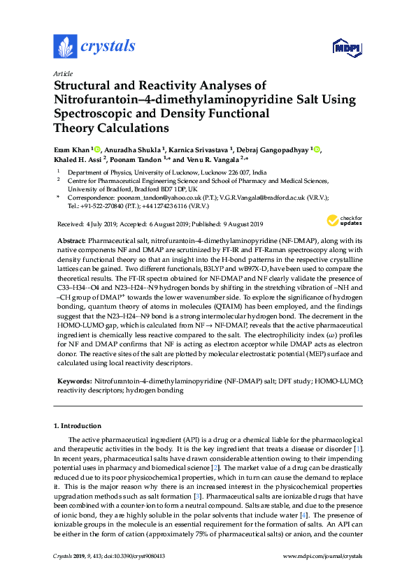 (PDF) Structural and Reactivity Analyses of Nitrofurantoin–4-dimethylaminopyridine Salt Using ...