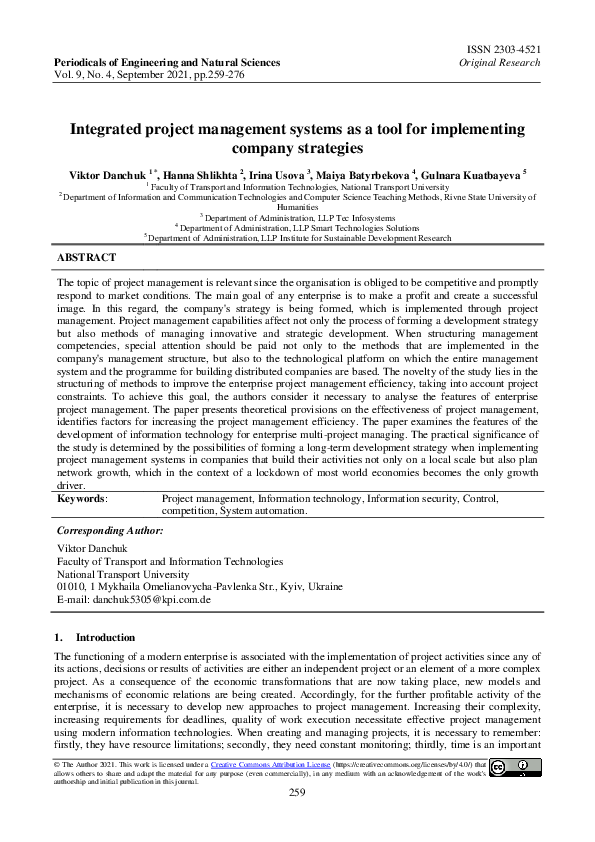 (PDF) Integrated project management systems as a tool for implementing ...
