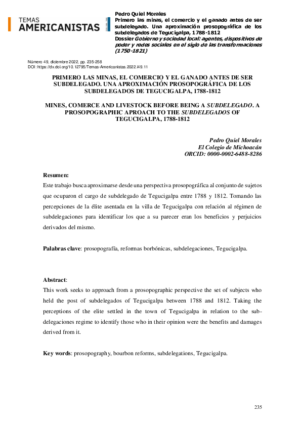 (PDF) Primero las minas, el comercio y el ganado antes de ser ...