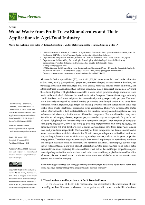 (PDF) Wood Waste from Fruit Trees: Biomolecules and Their Applications ...
