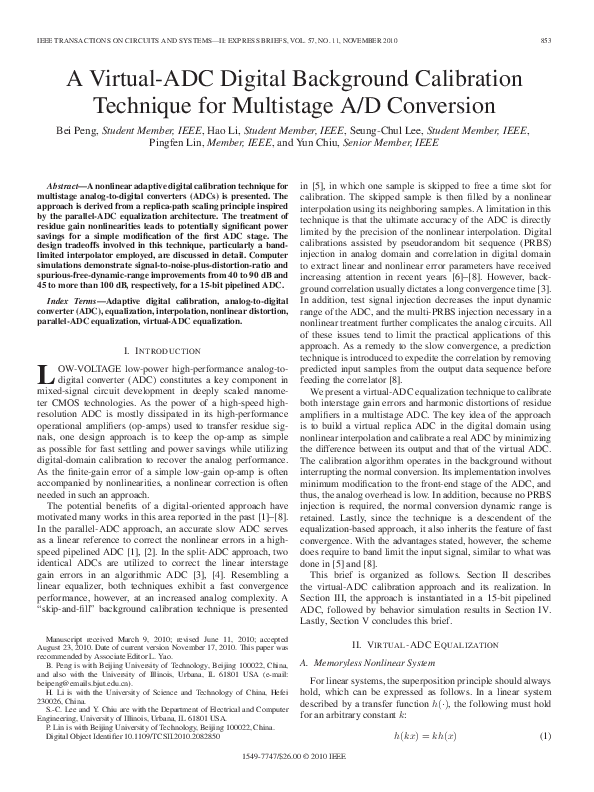 (PDF) A Virtual-ADC Digital Background Calibration Technique for ...