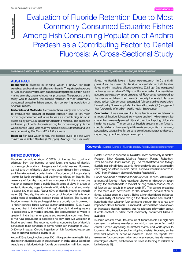 (PDF) Evaluation of Fluoride Retention Due to Most Commonly Consumed Estuarine Fishes Among Fish ...