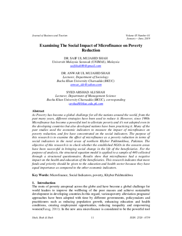 (PDF) Examining The Social Impact of Microfinance on Poverty Reduction