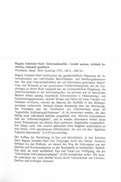 (PDF) Regula Schräder-Naef: Informationsflut. Gezielt suchen, kritisch ...