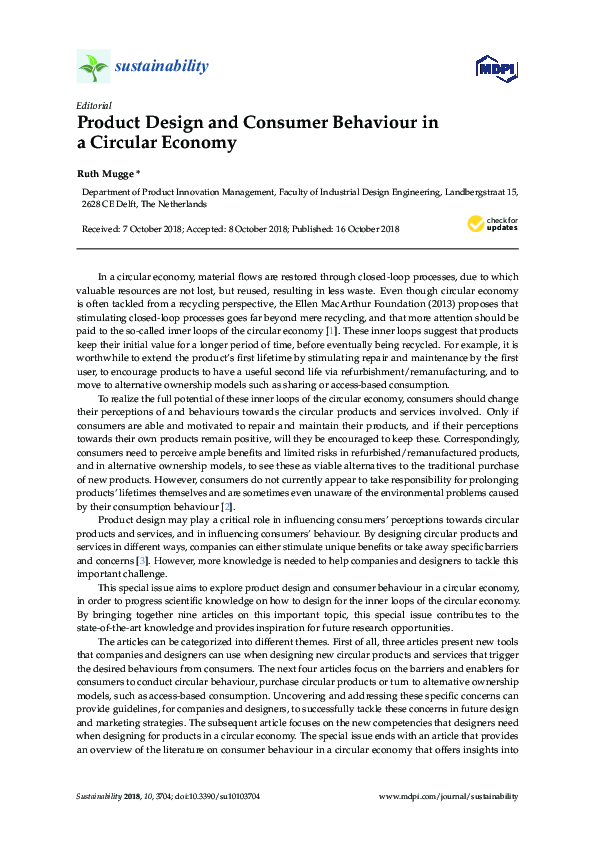 (PDF) Product Design and Consumer Behaviour in a Circular Economy