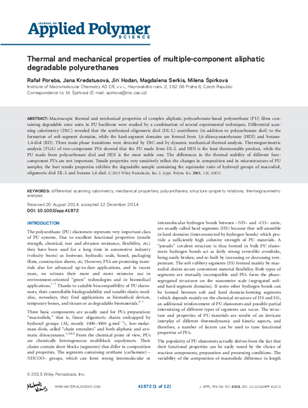 (PDF) Thermal and mechanical properties of multiple-component aliphatic ...