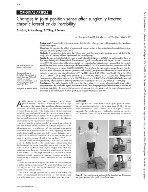 (PDF) Changes in joint position sense after surgically treated chronic ...