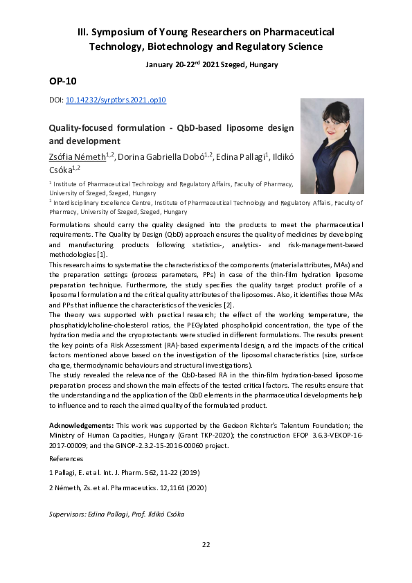 (PDF) Quality-focused formulation - QbD-based liposome design and ... (PDF) Quality-focused formulation - QbD-based liposome design and ...