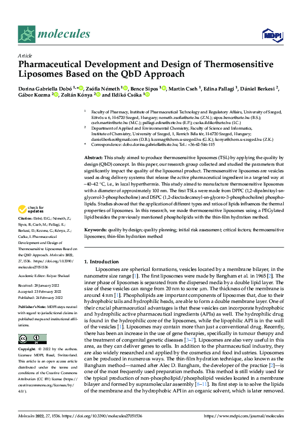 (PDF) Pharmaceutical Development and Design of Thermosensitive ...