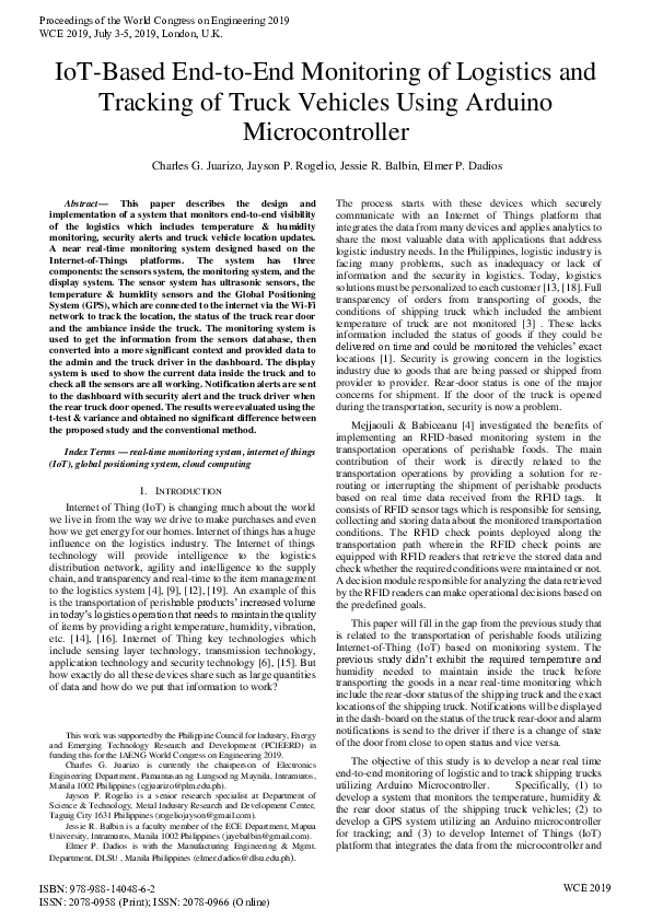 (PDF) IoT-Based End-to-End Monitoring of Logistics and Tracking of Truck Vehicles Using Arduino ...