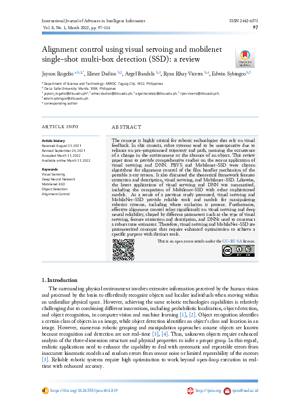 (PDF) Alignment control using visual servoing and mobilenet single-shot multi-box detection (SSD ...