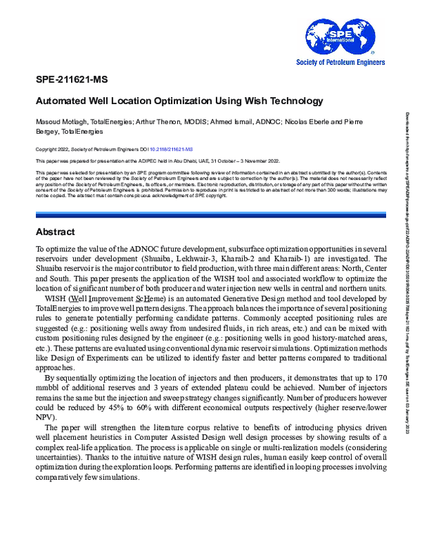 (PDF) Automated Well Location Optimization Using Wish Technology
