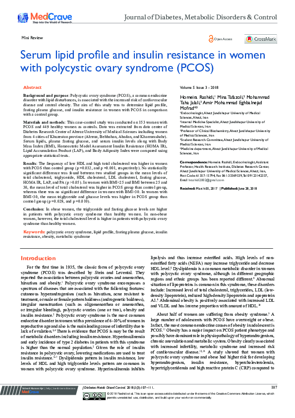 (PDF) Serum lipid profile and insulin resistance in women with ...