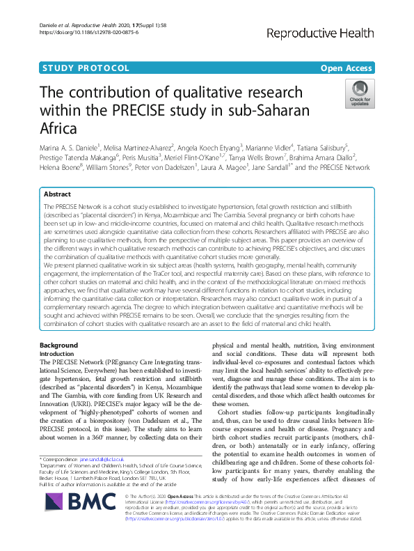 (PDF) The contribution of qualitative research within the PRECISE study ...