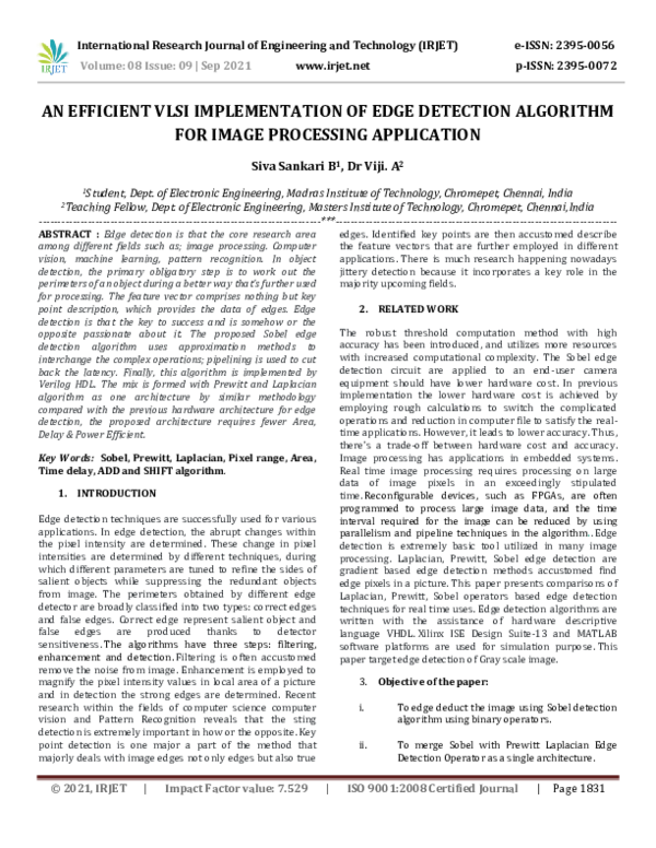 (PDF) An Efficient Vlsi Implementation of Edge Detection Algorithm for Image Processing Application