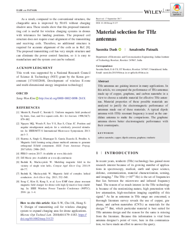 (PDF) Material selection for THz antennas
