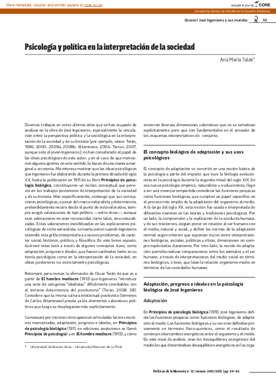 (PDF) Psicología y política en la interpretación de la sociedad