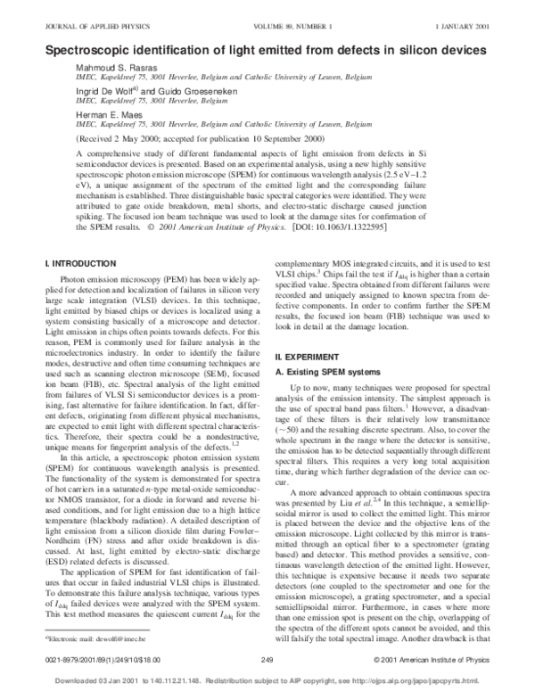 (PDF) Spectroscopic identification of light emitted from defects in ...