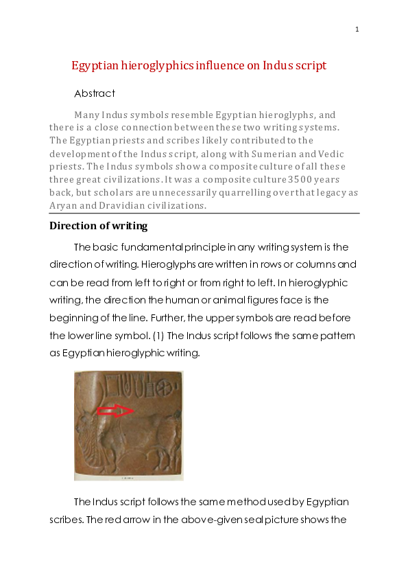 (PDF) Egyptian hieroglyphics influence on Indus script