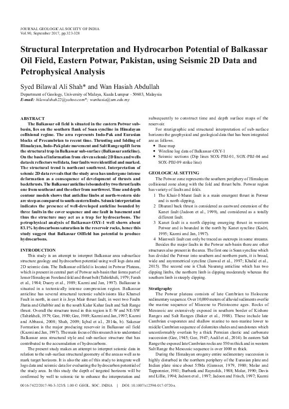 (PDF) Structural interpretation and hydrocarbon potential of Balkassar ...