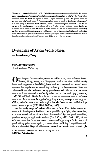 (PDF) Dynamics of Asian Workplaces: An Introductory Essay