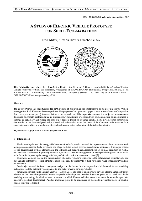 (PDF) A Study of Electric Vehicle Prototype for Shell Eco-marathon