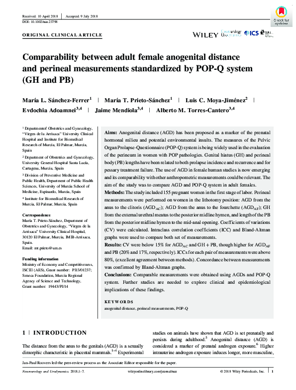 (PDF) Comparability between adult female anogenital distance and ...