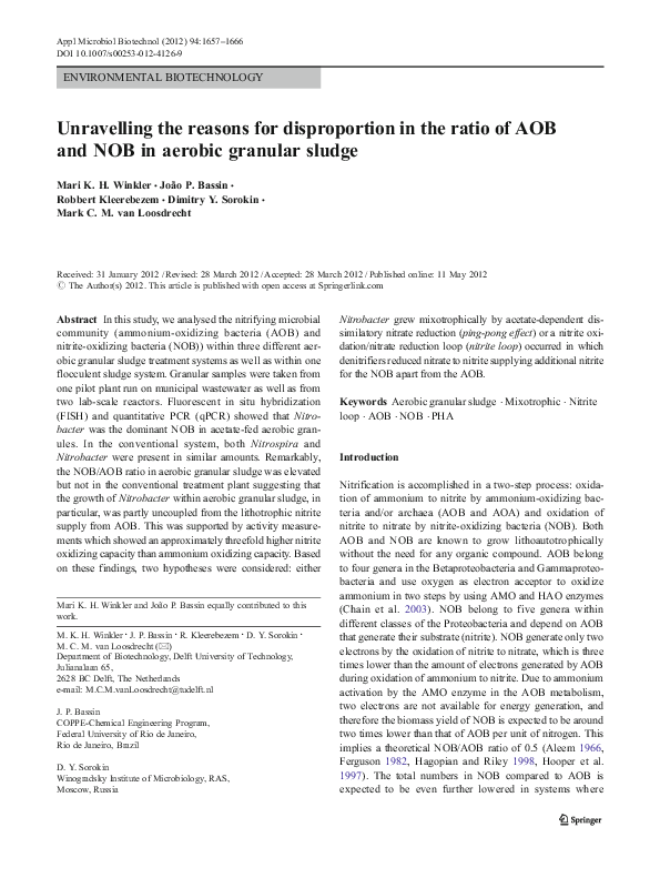 (PDF) Unravelling the reasons for disproportion in the ratio of AOB and ...