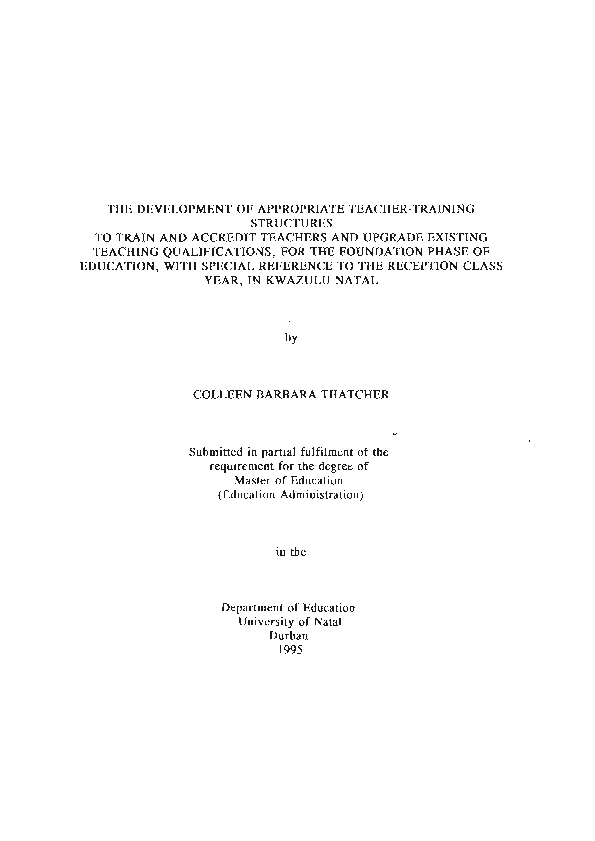 (PDF) The development of appropriate teacher-training structures to ...
