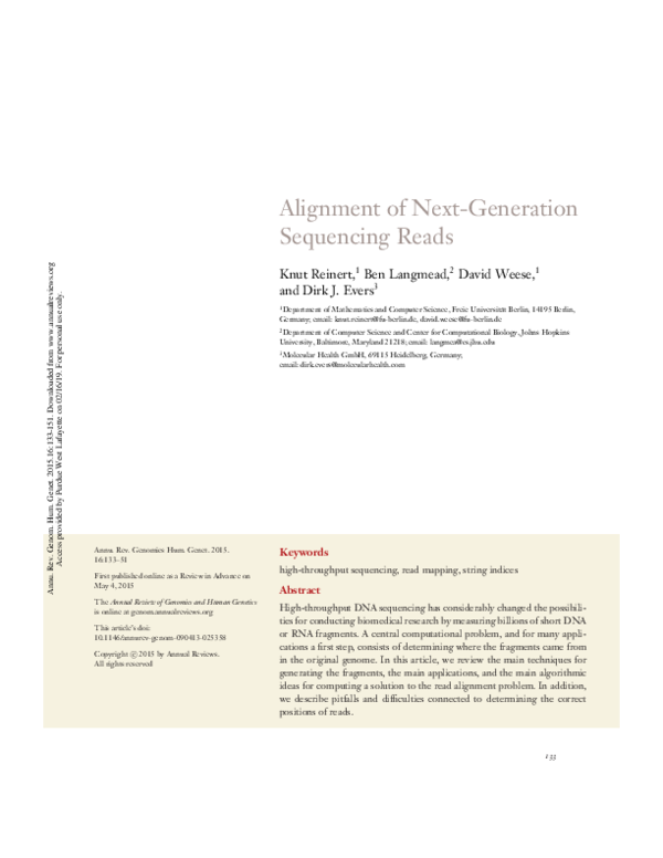 (PDF) Alignment of Next-Generation Sequencing Reads