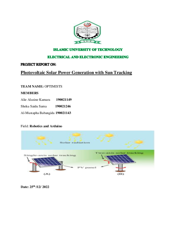 (PDF) Photovoltaic Solar Power Generation with Sun Tracking