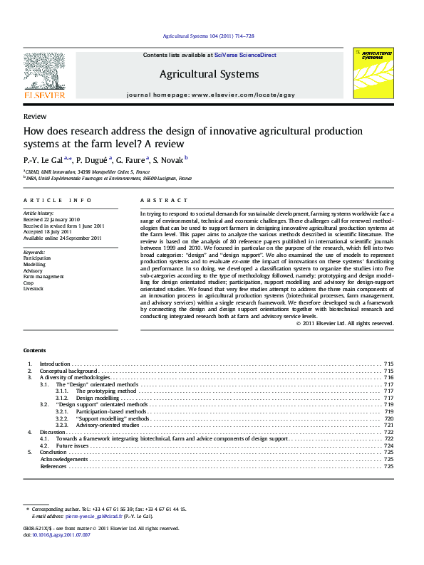 (PDF) How does research address the design of innovative agricultural ...