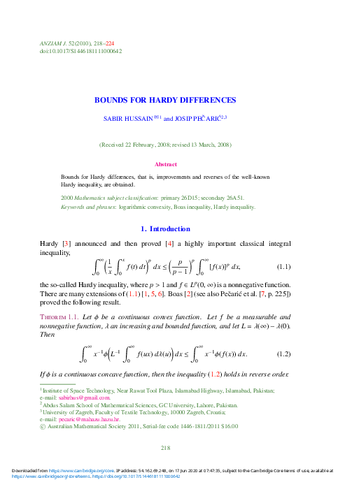 (PDF) Bounds for Hardy Differences