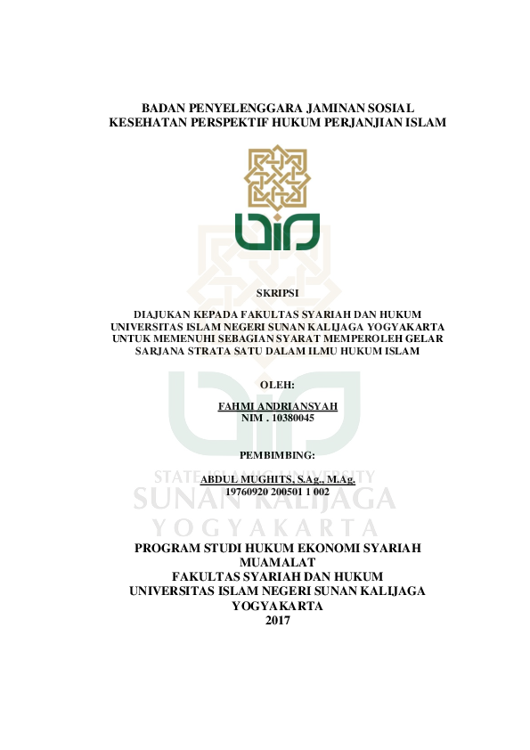 (PDF) Badan Penyelenggara Jaminan Sosial Kesehatan Perspektif Hukum Perjanjian Islam
