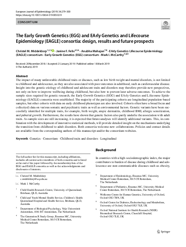 (PDF) Genetic Insights from EGG and EAGLE Consortia